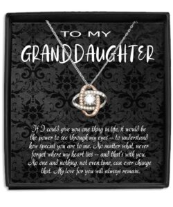 amisk creatives granddaughter necklace gifts from grandma grandmother or grandpa grandfather to my granddaughter birthday graduation pendant jewelry with message card and gift box - gold love knot