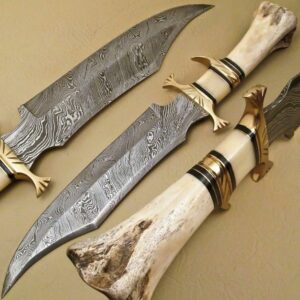 damascus knife gift forged damascus steel hunting knife with camle bone handle