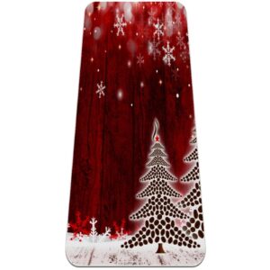 yoga mat, yoga mats for home workout, workout mat, exercise mats, pilates mat, christmas snowflake tree red pattern