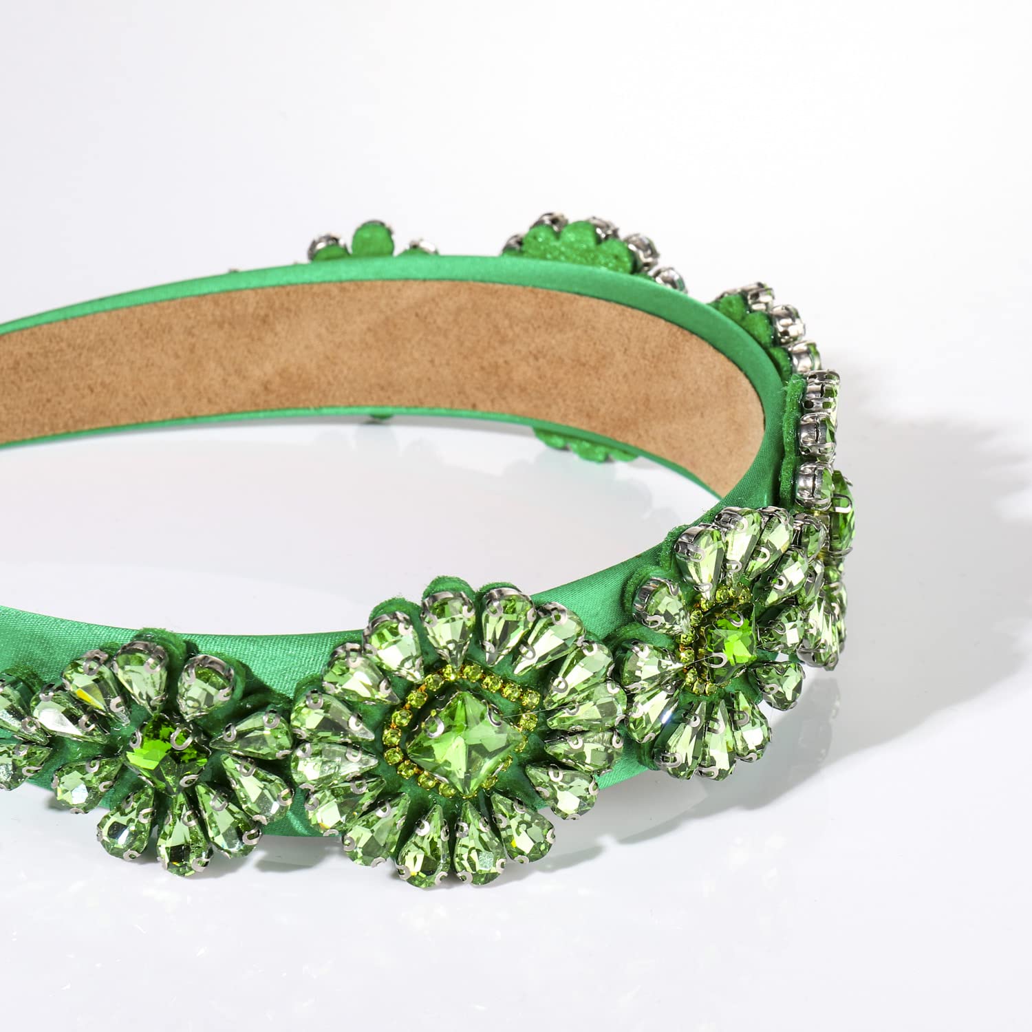 St.Patrick’s Day Headband Green Rhinestone Flower Hairband Crystal Irish Green Lucky Party Hair Accessories for Women