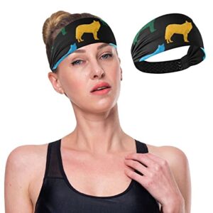 Unisex Workout Headbands Colorful-Geometric-Wolf Elastic Yoga Sweatband Stretchy Sports Hairband