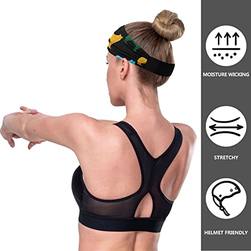 Unisex Workout Headbands Colorful-Geometric-Wolf Elastic Yoga Sweatband Stretchy Sports Hairband