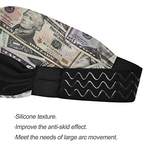 Unisex Workout Headbands Dollars-Money-Cash-Pattern Elastic Yoga Sweatband Stretchy Sports Hairband