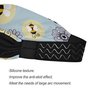 Unisex Workout Headbands Cartoon-bee-Flower Elastic Yoga Sweatband Stretchy Sports Hairband