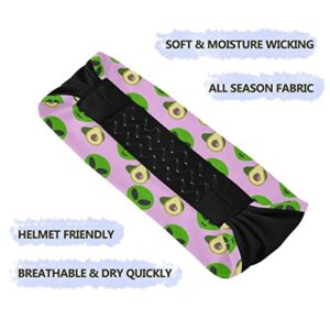 Unisex Workout Headbands Funny-Aliens-Avocados-Pink Elastic Yoga Sweatband Stretchy Sports Hairband