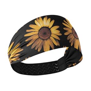 unisex workout headbands honey-sunflower-flower elastic yoga sweatband stretchy sports hairband