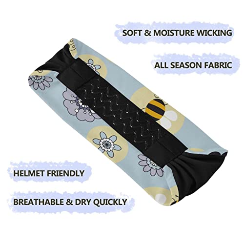 Unisex Workout Headbands Cartoon-bee-Flower Elastic Yoga Sweatband Stretchy Sports Hairband