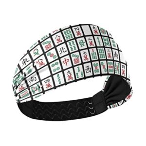 unisex workout headbands funny-mahjong-hipster elastic yoga sweatband stretchy sports hairband