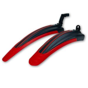 rnx red mountain bike mud guard front and rear fenders set, wide, universal, adjustable