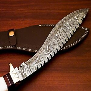 Custom FORGED DAMASCUS Steel Hunting Knife With Stag and Brass Guard Handle very beautiful knife best gift for Father day