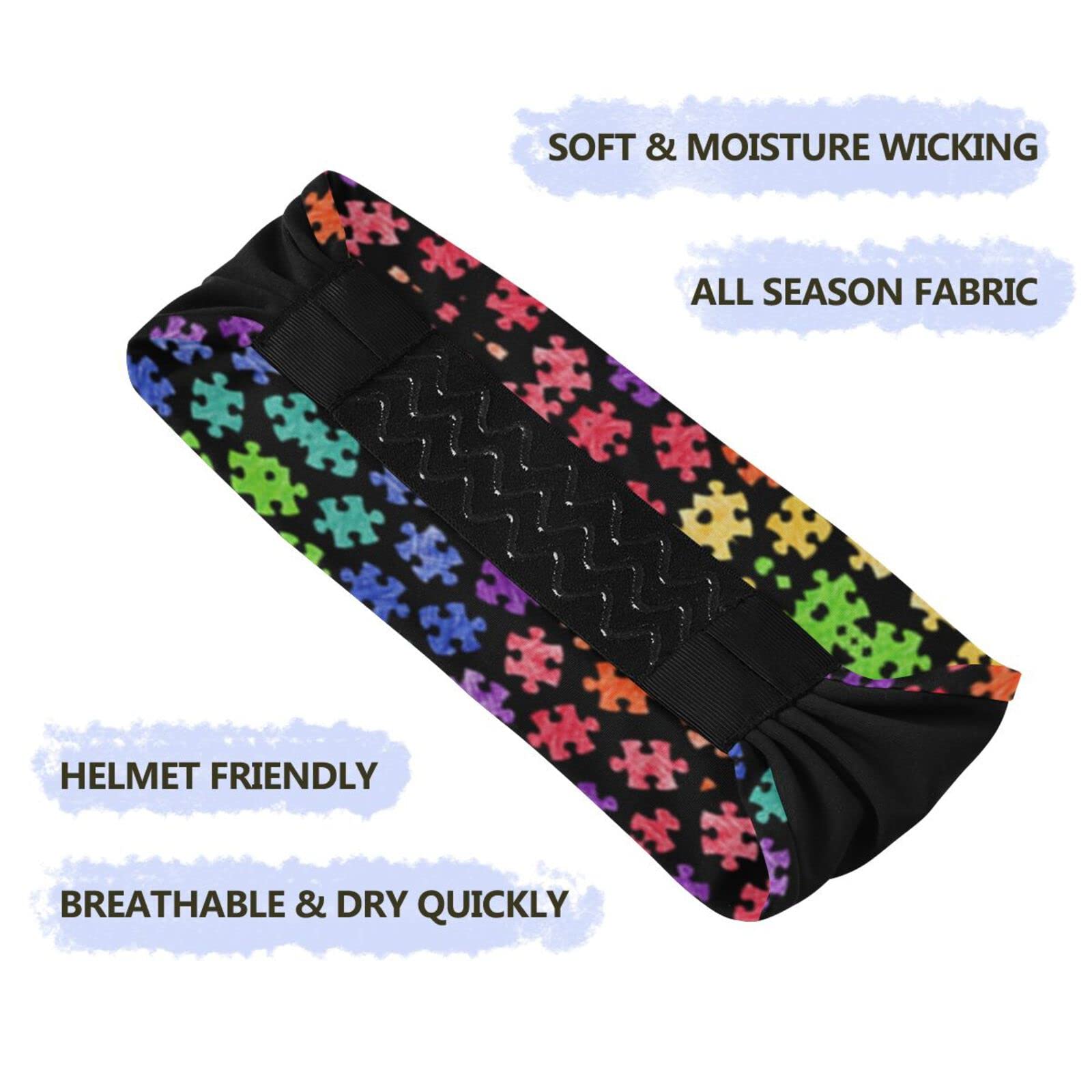 Unisex Workout Headbands Colorful-Autism-Awareness Elastic Yoga Sweatband Stretchy Sports Hairband