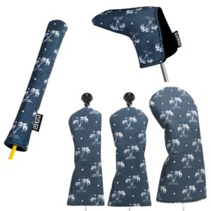 vixyn golf headcover accessories set - golf headcover, blade putter cover, and alignment stick cover (palm springs)