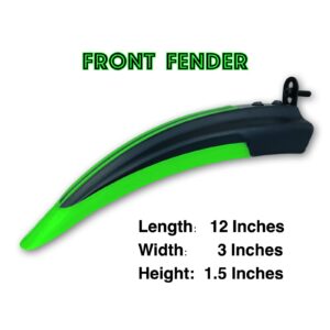 RNX Green Mountain Bike Mud Guard Front and Rear Fenders Set, Wide, Universal, Adjustable