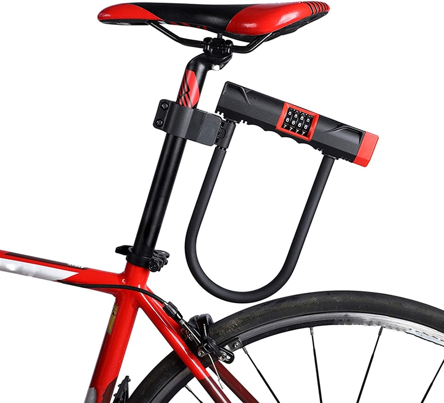 DULASP Bike U-Lock Password Code Bicycle U Lock Anti-Theft Road Bike Motorcycle Bike U Lock Steel Safety Heavy Duty Bicycle U-Locks U-Lock