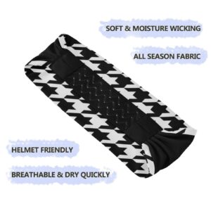 unisex workout headbands houndstooth-tartan-black-white elastic yoga sweatband stretchy sports hairband