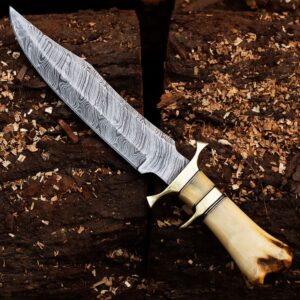 damascus steel hunting knives - custom handmade knife - hand forged damascus steel knife