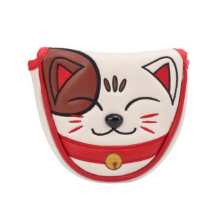 tytoge center shaft putter cover, lucky cat waterproof mallet head cover center putter headcover guard protector