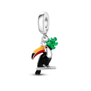 toucan bird dangle charm for bracelet, sterling silver charm, toucan charm, christmas gift charm