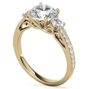 Luyona Bridal Set 1-1/3 CT Round-Cut Moissanite Engagement Ring for Women, Wedding Ring Sets 925 Sterling Silver (Customize, yellow gold)