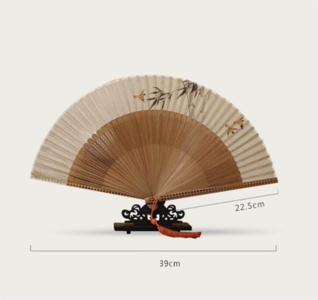 Chinese Fan Foldable Bamboo Fan For Flower Painting Handmade, Portable, Chinese Hanfu, Silk Fan Japanese Fan (Size : A13)