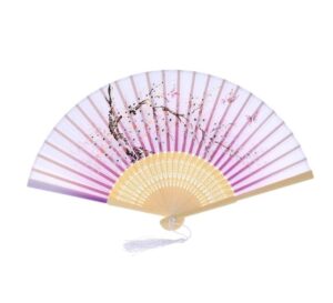 zaego chinese fan folding hand fan chinese style dance wedding party lace silk folding hand held flower fan handheld folding fan japanese fan (color : onecolor, size : 21 * 55cm)