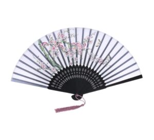 zaego chinese fan folding hand fan chinese style dance wedding party lace silk folding hand held flower fan handheld folding fan japanese fan (color : f, size : 21 * 55cm)