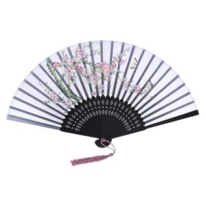 ZAEGO Chinese Fan Folding Hand Fan Chinese Style Dance Wedding Party Lace Silk Folding Hand Held Flower Fan Handheld Folding Fan Japanese Fan (Color : F, Size : 21 * 55cm)