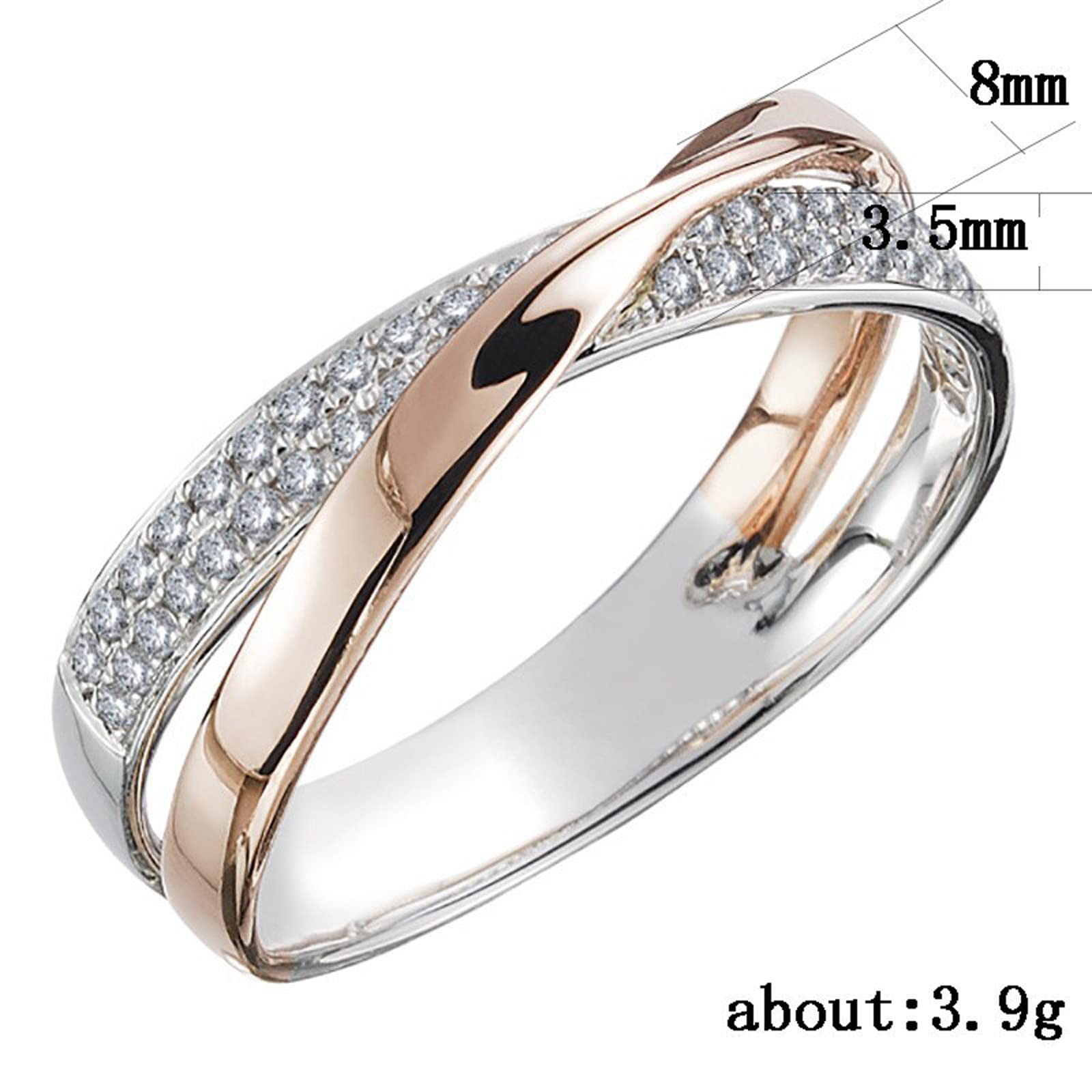 Psiroy 925 Sterling Silver Plated 2 Tone Infinity Knot Wedding Band Cubic Zirconia Criss Cross Ring for Women Size 7