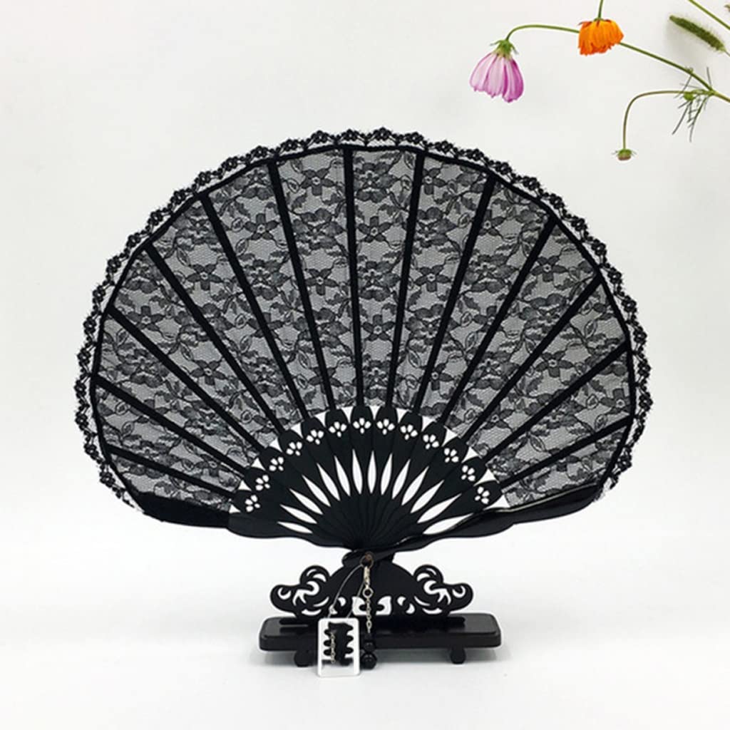 Summer Ladies Folding Fan Handmade Lace Dance Folding Fan Handmade Lace Lace Fan Shell Fan