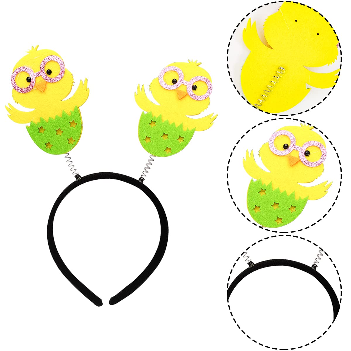 Easter Headband Hatching Chick Hair Hoop Easter Egg Head Boppers Headwear Gunglass Baby Chick Costume Party Decoration Hair Ornament Supplies Birthday Party Hair Accessories Favors for Women Kids 1PCS