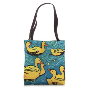 unique impressionist duck tote bag