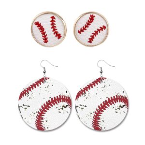 4 pairs baseball earrings for women baseball jewelry for women baseball fan gift for mom baseball dangle earrings for moms (h:2 set baseball earrings)