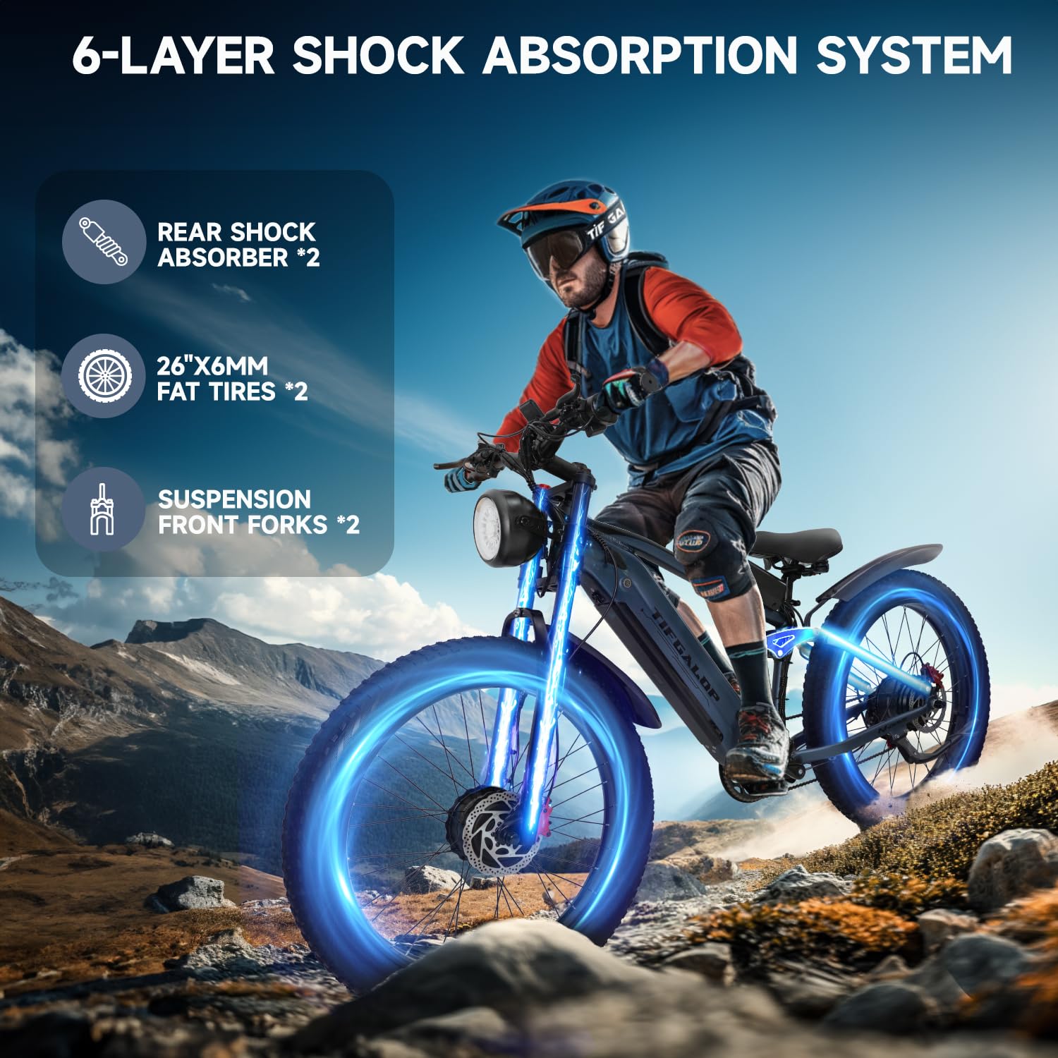 COFANSON Electric Bike for Adults - 2000W Ebike with 37MPH 50Miles Range, 26" x 4.0" Off-Road Fat Tires Electric Bicycle 7 Speed E Bike 52V 22Ah Removable Battery