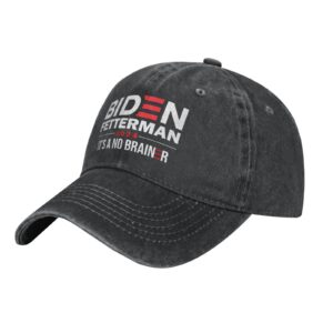 ONVOWO Biden-Fetterman-2024-It's-A-No-Brainer-24 Election Cowboy Hat Trucker Hat Baseball Cap Baseball Hats for Men Women Black