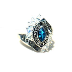 JNJ Women's Class Ring, personalized for high school and college graduates, Sterling Silver, Birthstone, Original design, Marquise Styles-Jour Nouveau Jewelry (Platinum)