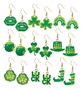 bvga 9 pairs st patrick's day stud earrings set for women hypoallergenic enamel green shamrock stud festive clover luck hat leprechaun funny irish earrings holiday earrings jewelry gift