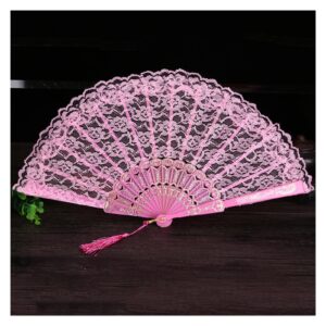 ladies lace hand fan cloth folding fans spanish victorian hand fan for wedding party favor gift dance fan ornament (3-pack)