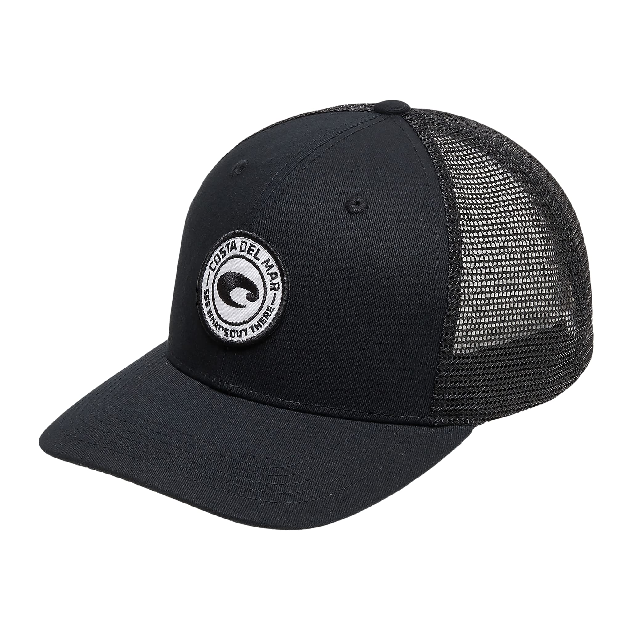 Costa Del Mar Medallion Trucker Hat, Black, One Size