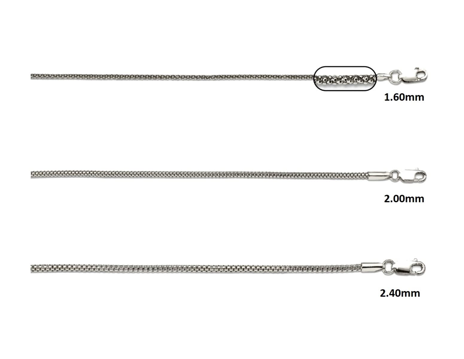 Sterling Silver 1.6mm Corona Chain - Length 20"