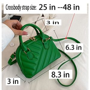 Duomier Small Quilted Purse Top Handle Handbag Crossbody Bag for Womens Classic Square Satchel Teen Girls (Shell Green)