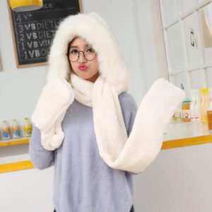 Hat Protectors Set Ear Warm Thick Women Gloves Wool Hat Plush Scarf Collar Baseball Caps Padres Visor