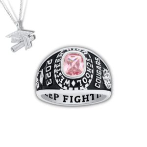 customized sterling silver women high school and college class ring – ladies ultimate collection - mementos jewelry (sterling silver platinum)