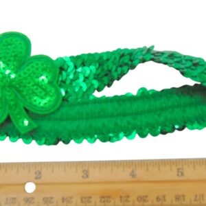 St Patrick's Shamrock Headbands Green Sequin Hair Band Glitter Clover Head Wear for Women Ladies Girls Paddy's Day Party Accessory Pack, Set of 2