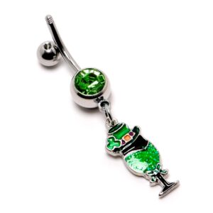 Body Candy Womens 14G 316L Steel Navel Ring Piercing Fancy Leprechaun St Patricks Dangle Belly Button Ring