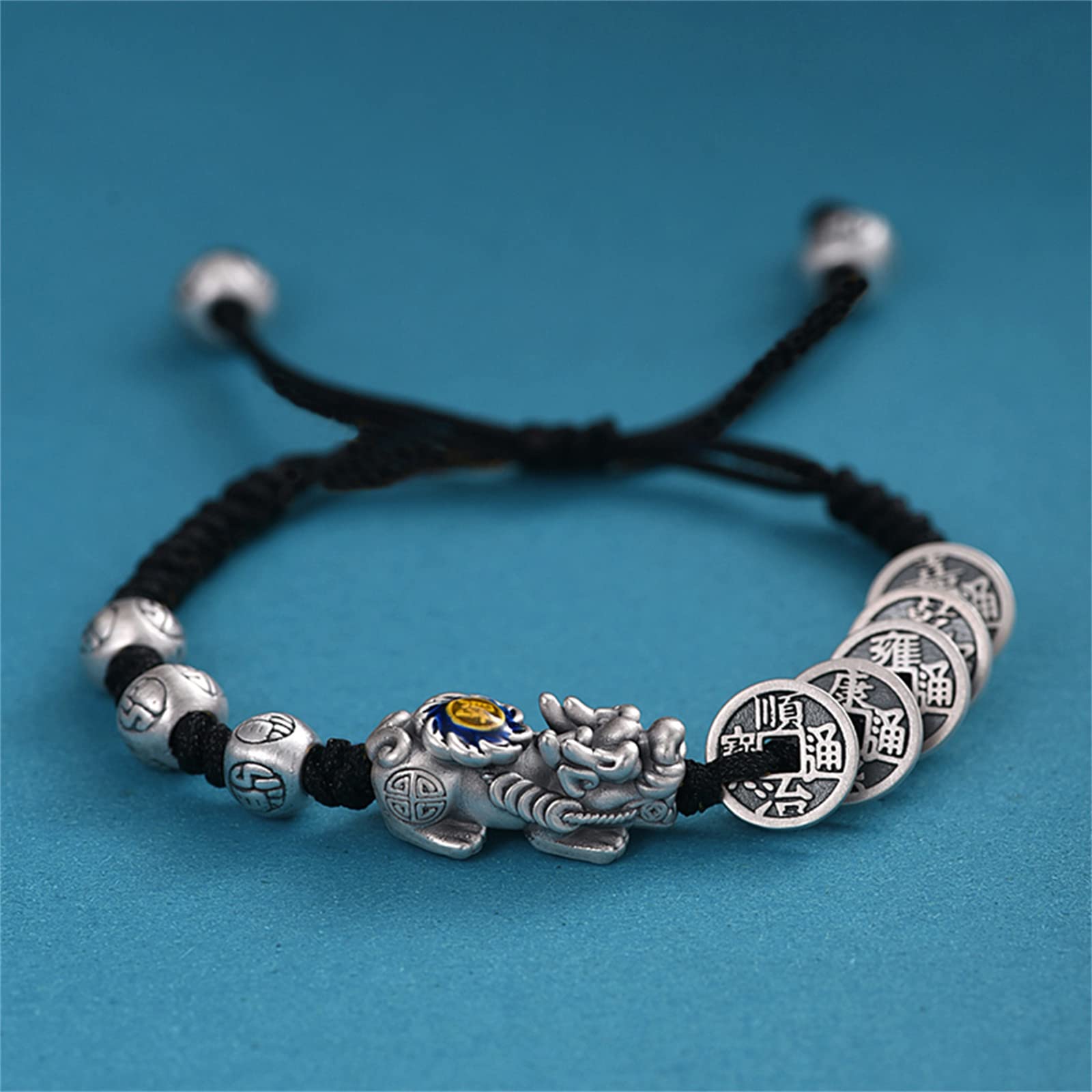 poceton Five Emperor Coins Fortune Pixiu Bracelet - Bring Good Luck with Feng Shui Wealth Attraction and Protection Jewelry