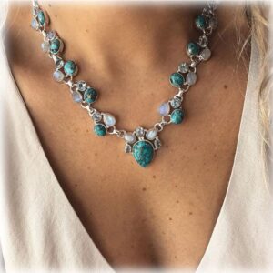 Aktully Turquoise Necklaces for Women Turquoise Jewelry for Women Turquoise Pendant Western Necklace Turquoise Necklace Western Squash Blossom Necklaces for Women Western Necklaces for Women