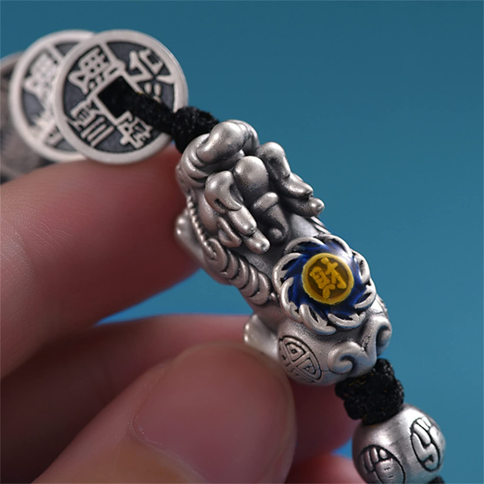 poceton Five Emperor Coins Fortune Pixiu Bracelet - Bring Good Luck with Feng Shui Wealth Attraction and Protection Jewelry