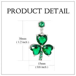 Famdecor Shamrock Earrings Studs St Patricks Day Earrings for Women Rhinestone Green Heart Leaf Earring for Women St Patricks Day Decor