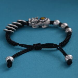 poceton Five Emperor Coins Fortune Pixiu Bracelet - Bring Good Luck with Feng Shui Wealth Attraction and Protection Jewelry