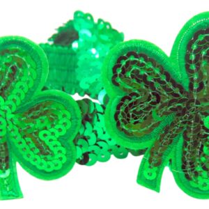 St Patrick's Shamrock Headbands Green Sequin Hair Band Glitter Clover Head Wear for Women Ladies Girls Paddy's Day Party Accessory Pack, Set of 2